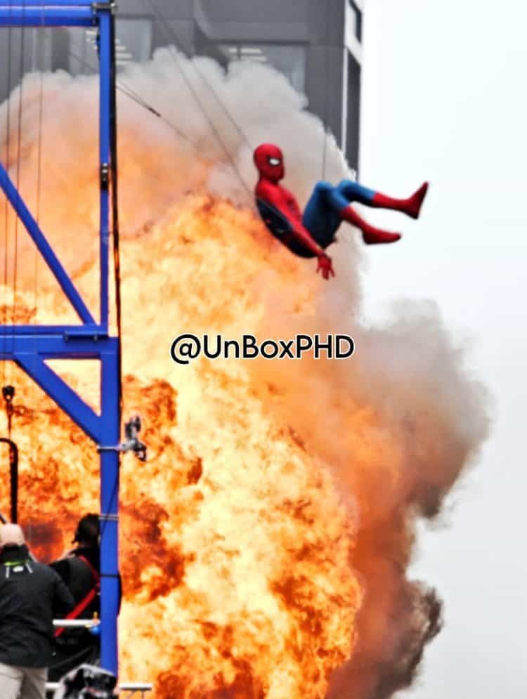 Tom Holland’s Spider-Man Swings Through a Massive Explosion — New Set ...