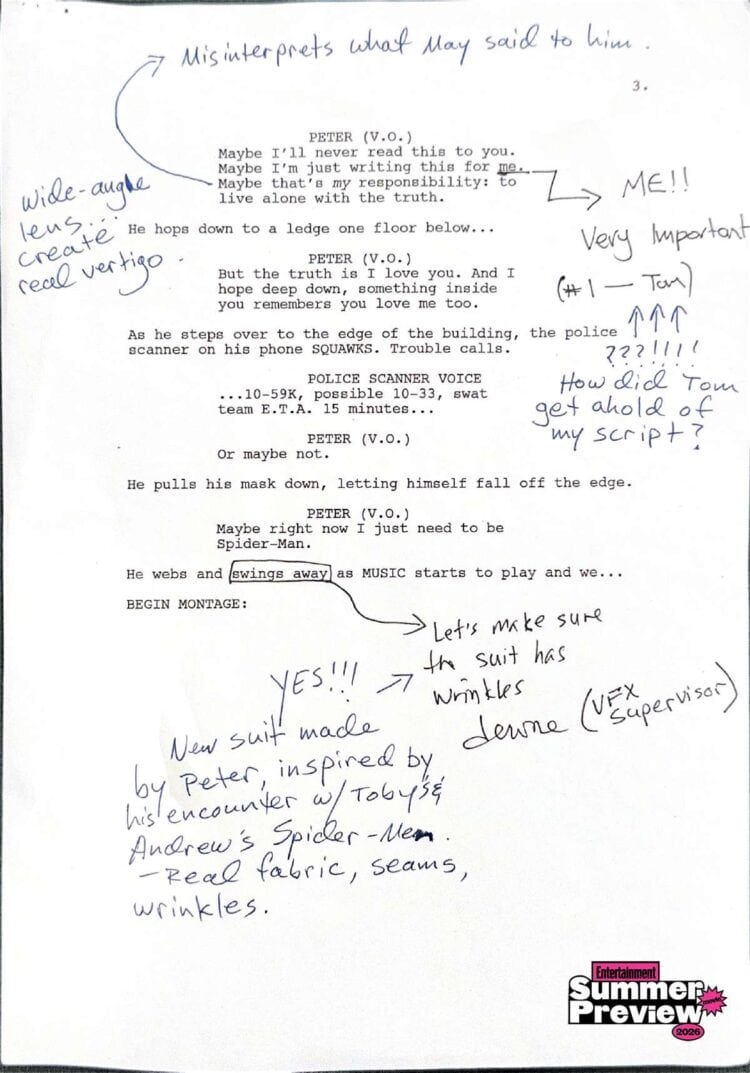 ‘Spider-Man: Brand New Day’ Leaked Script Pages Reveal Opening Scene ...